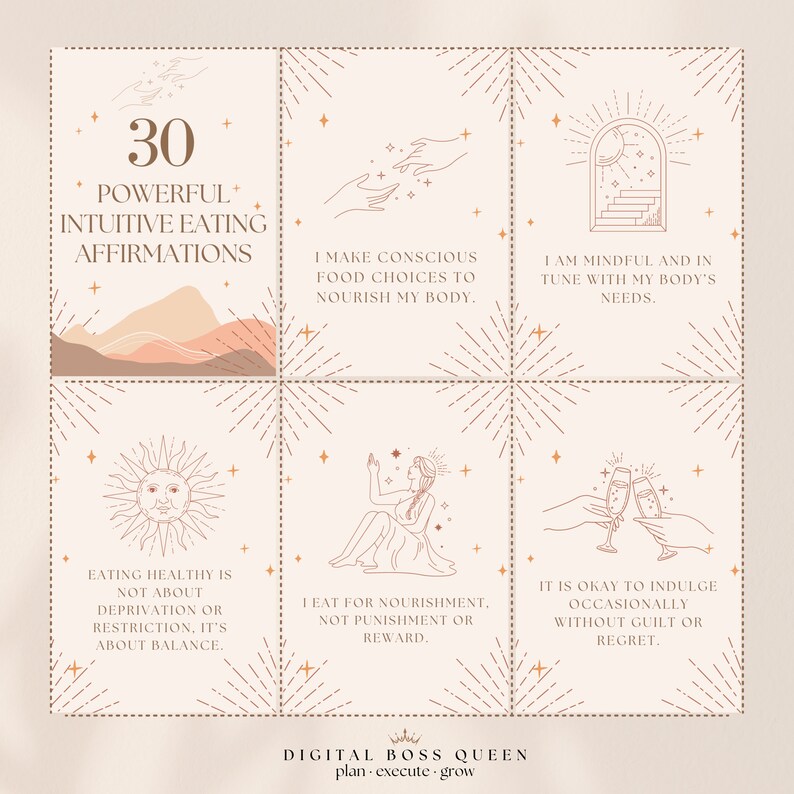Intuitive Eating Affirmation Cards (INSTANT DOWNLOAD), Cards for ...