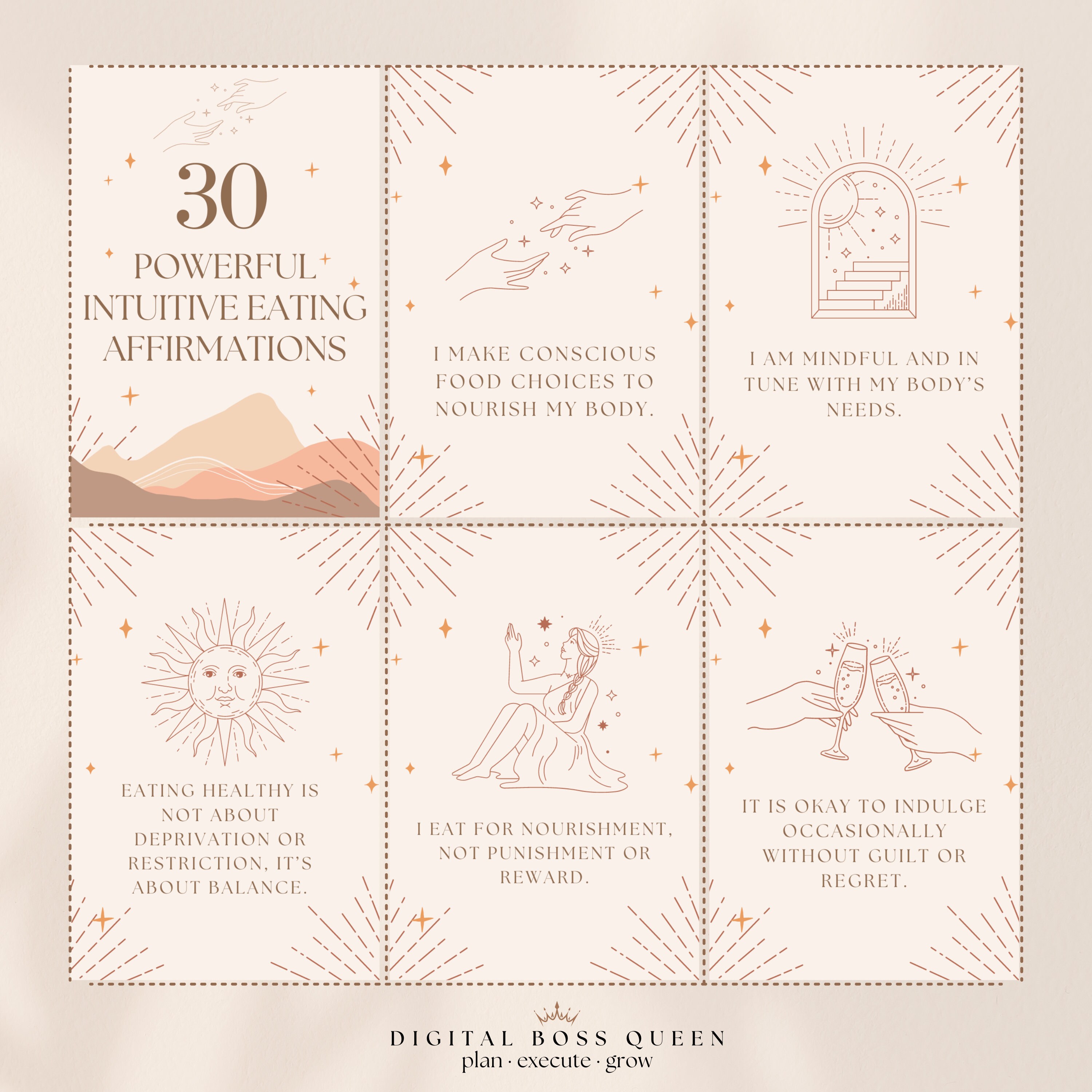 Intuitive Eating Affirmation Cards (INSTANT DOWNLOAD), Cards for ...