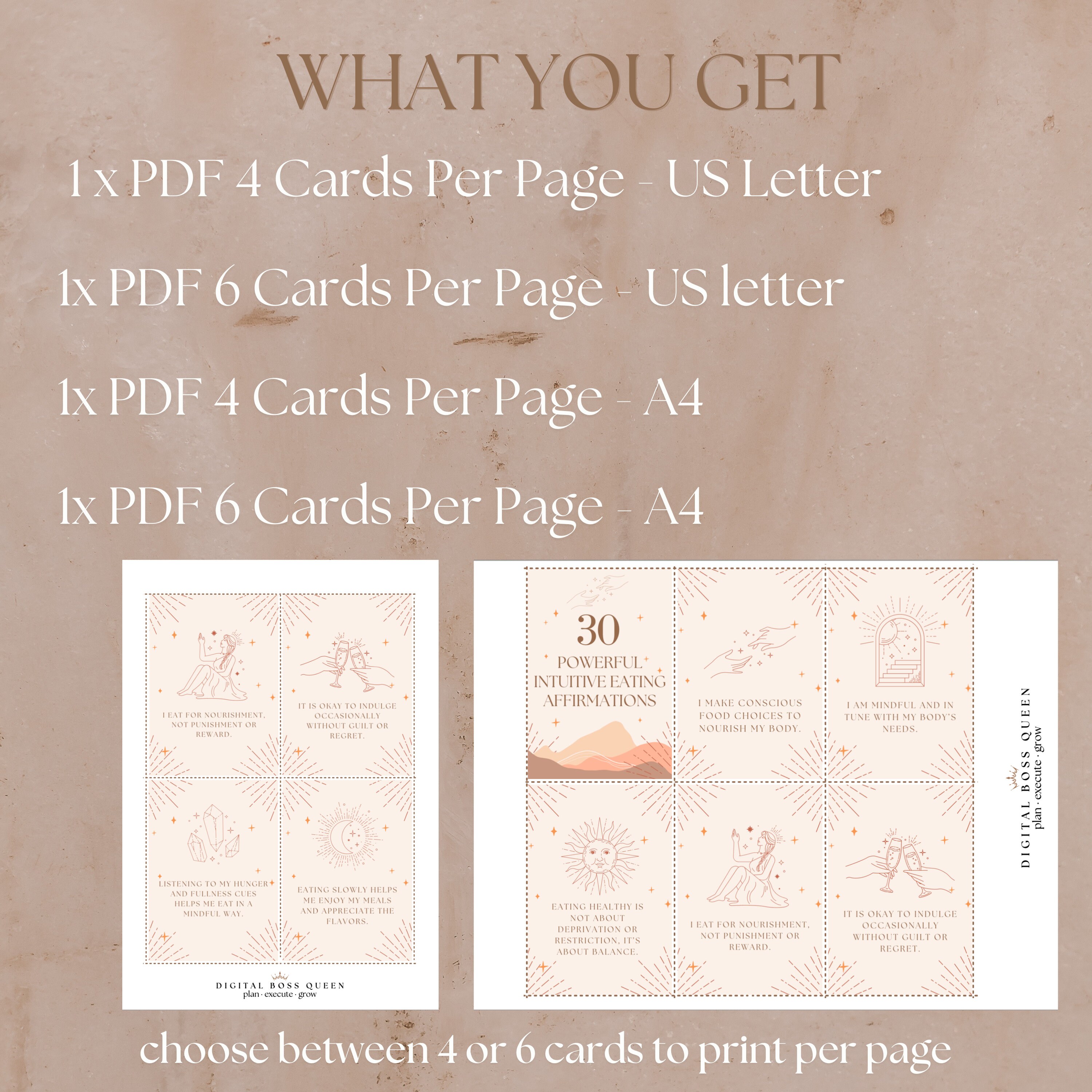 Intuitive Eating Affirmation Cards (INSTANT DOWNLOAD), Cards for ...