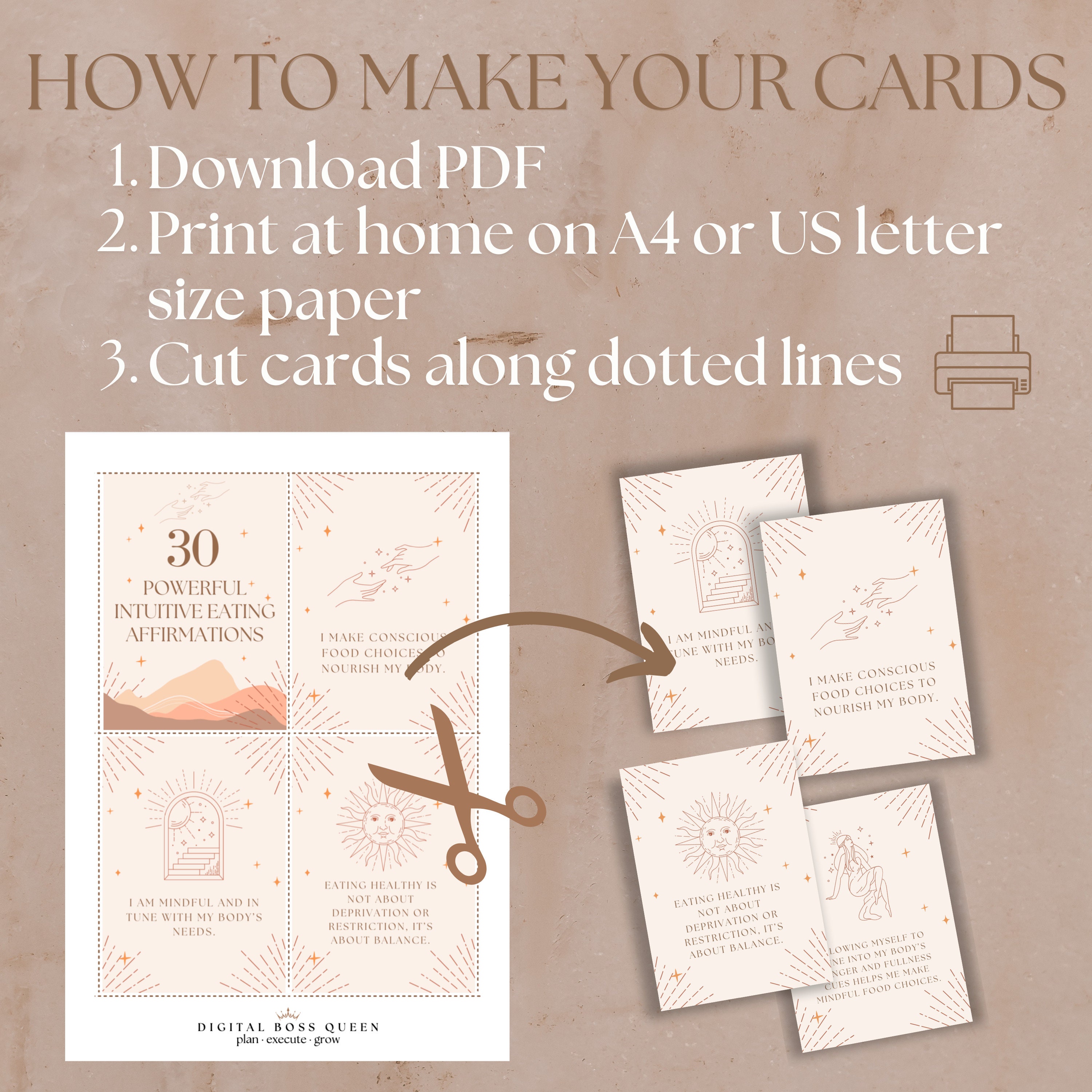 Intuitive Eating Affirmation Cards (INSTANT DOWNLOAD), Cards for ...