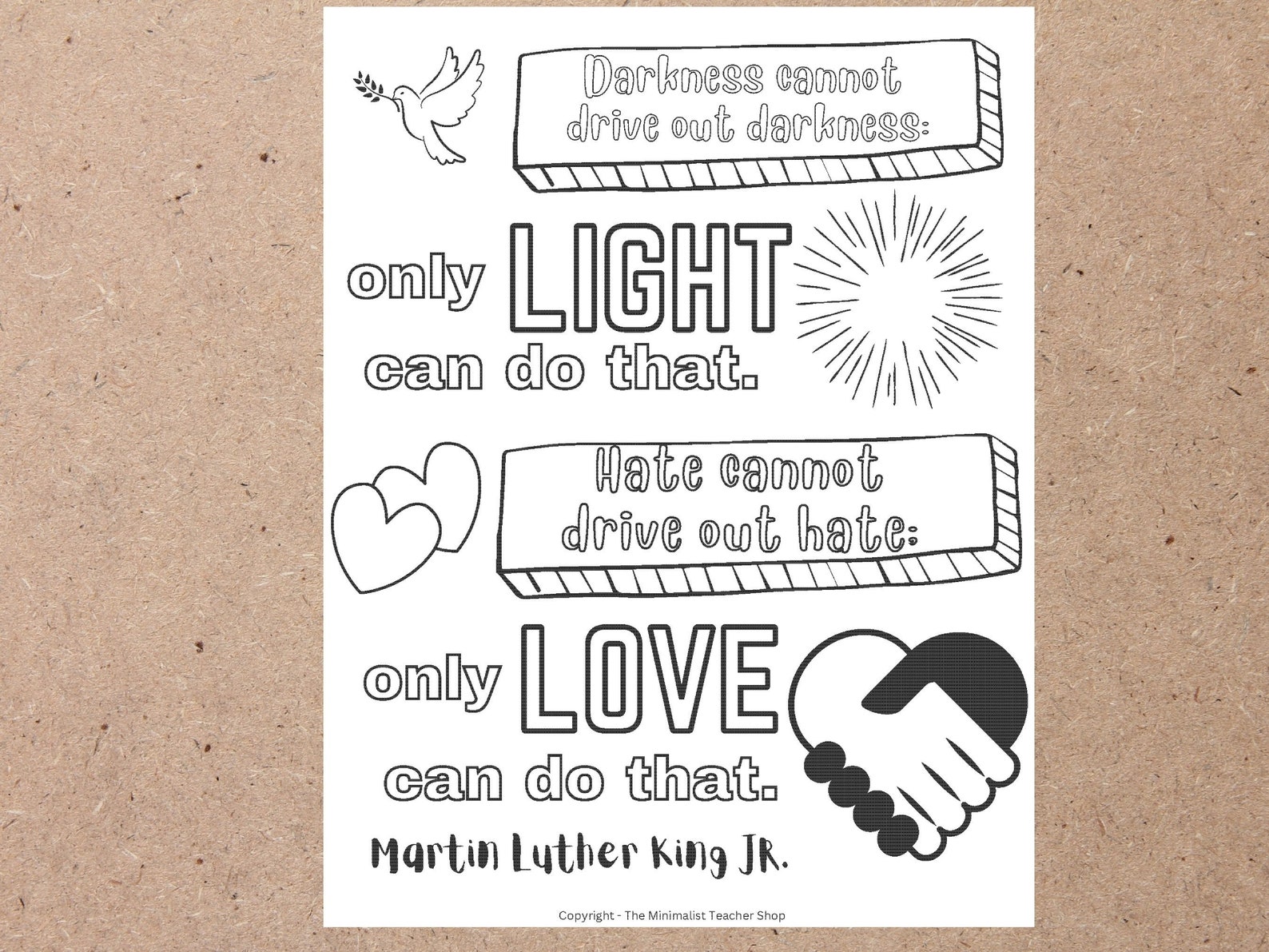 Martin Luther King Jr. Quote Coloring Page - Etsy