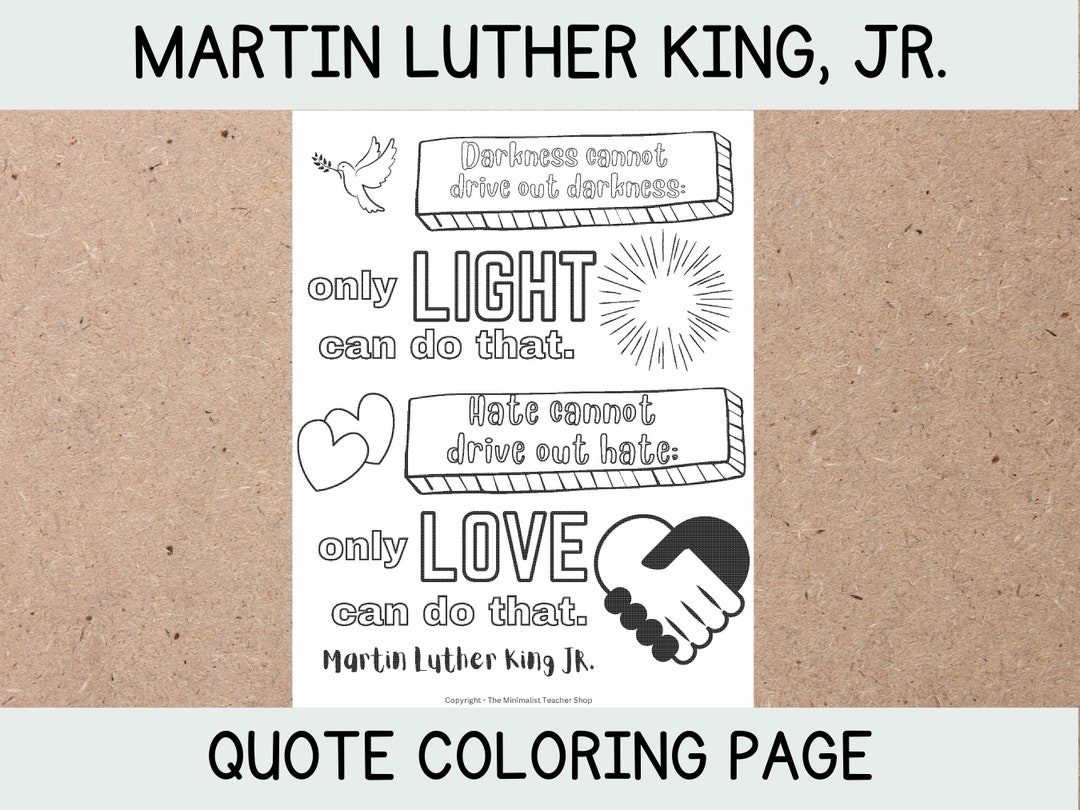 Martin Luther King Jr. Quote Coloring Page - Etsy