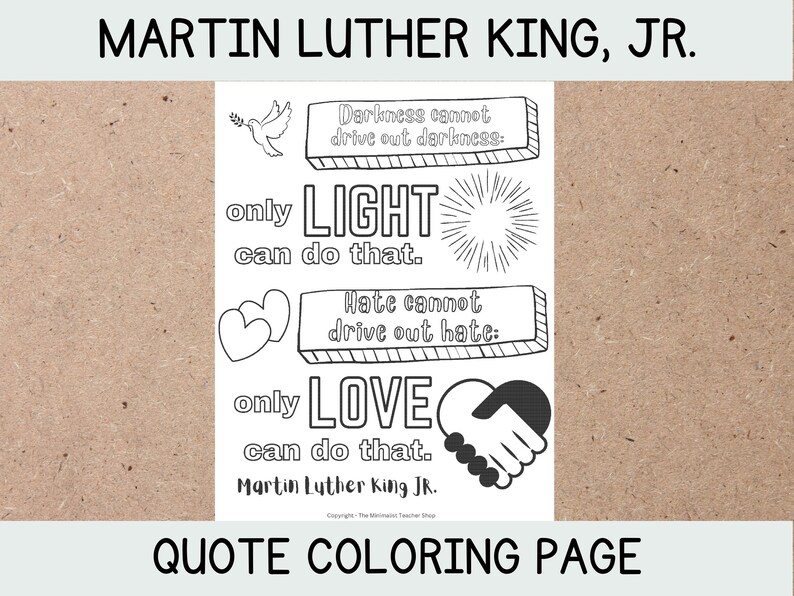 Martin Luther King Jr. Quote Coloring Page - Etsy