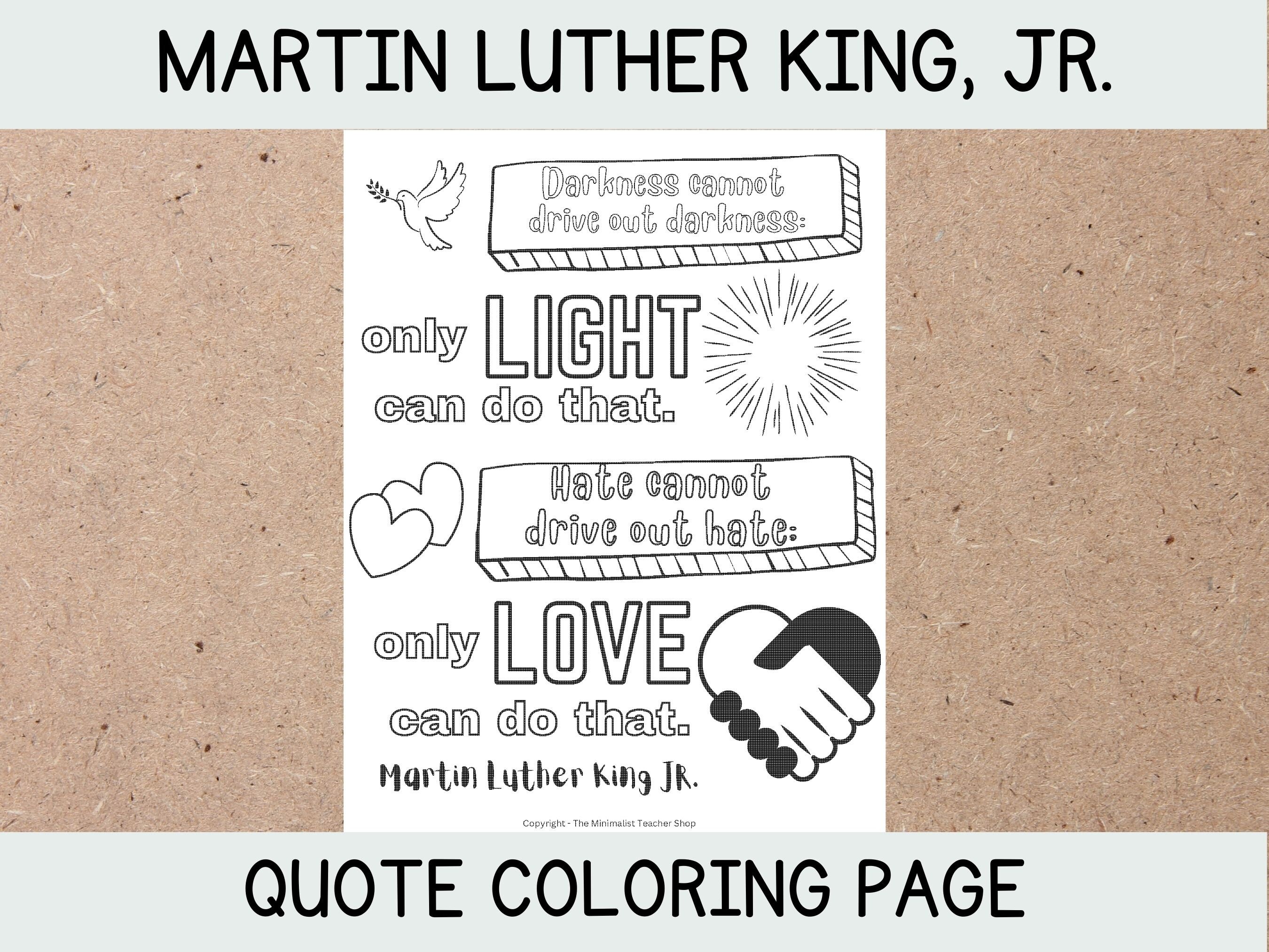 Martin Luther King Jr. Quote Coloring Page - Etsy