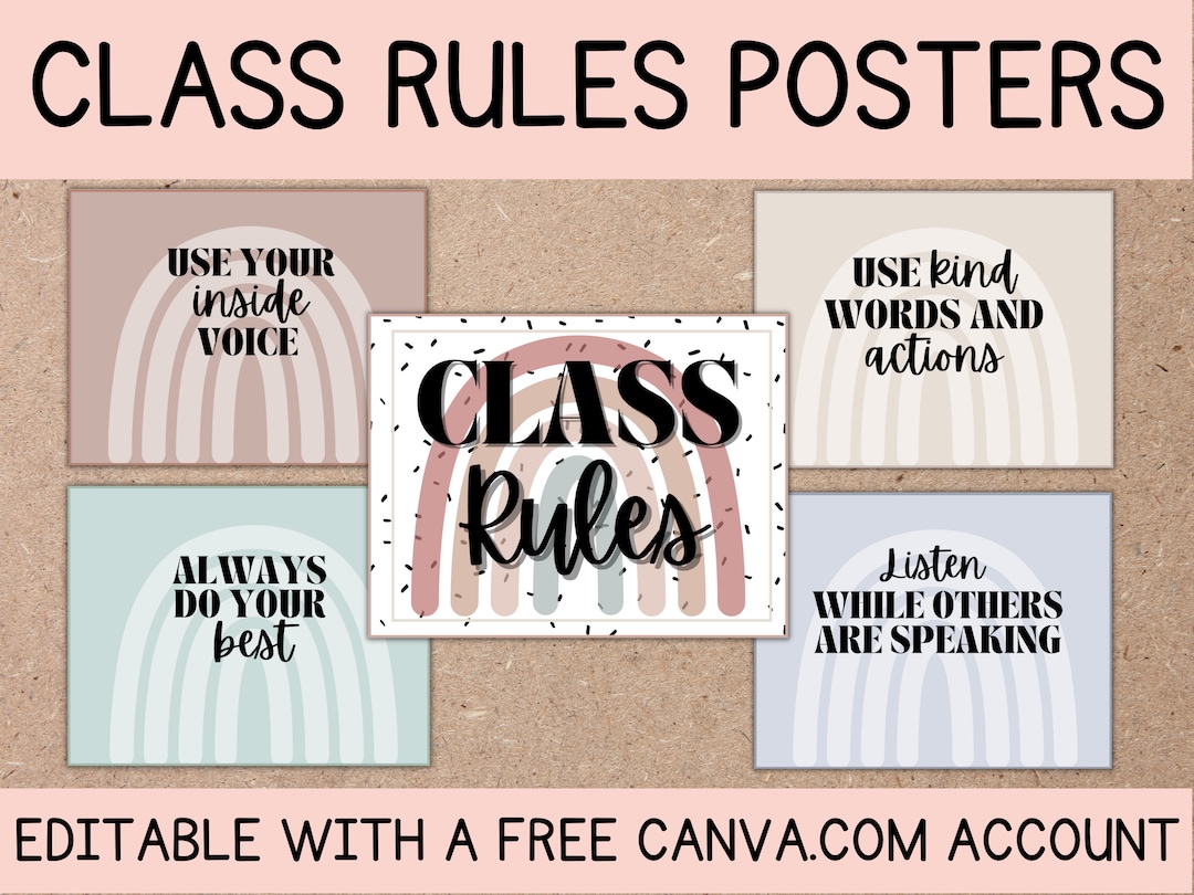 EDITABLE Classroom Rules Posters | Printable Bulletin Board Posters ...
