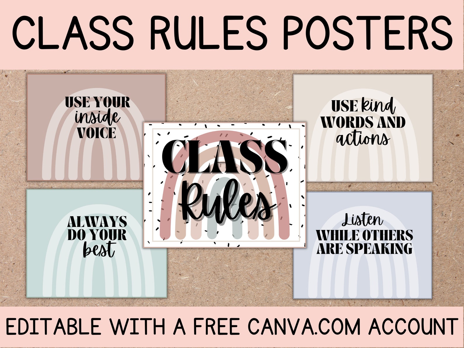 EDITABLE Classroom Rules Posters | Printable Bulletin Board Posters ...