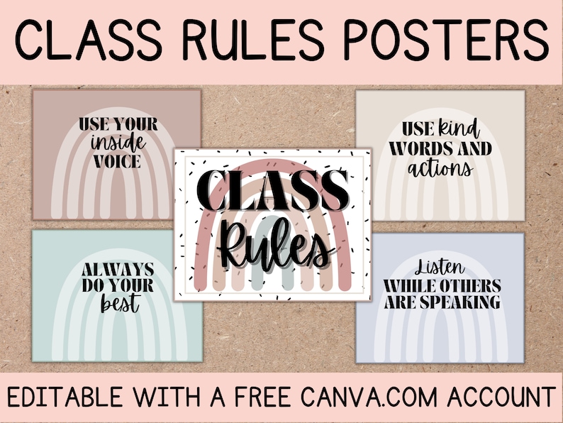 EDITABLE Classroom Rules Posters | Printable Bulletin Board Posters ...