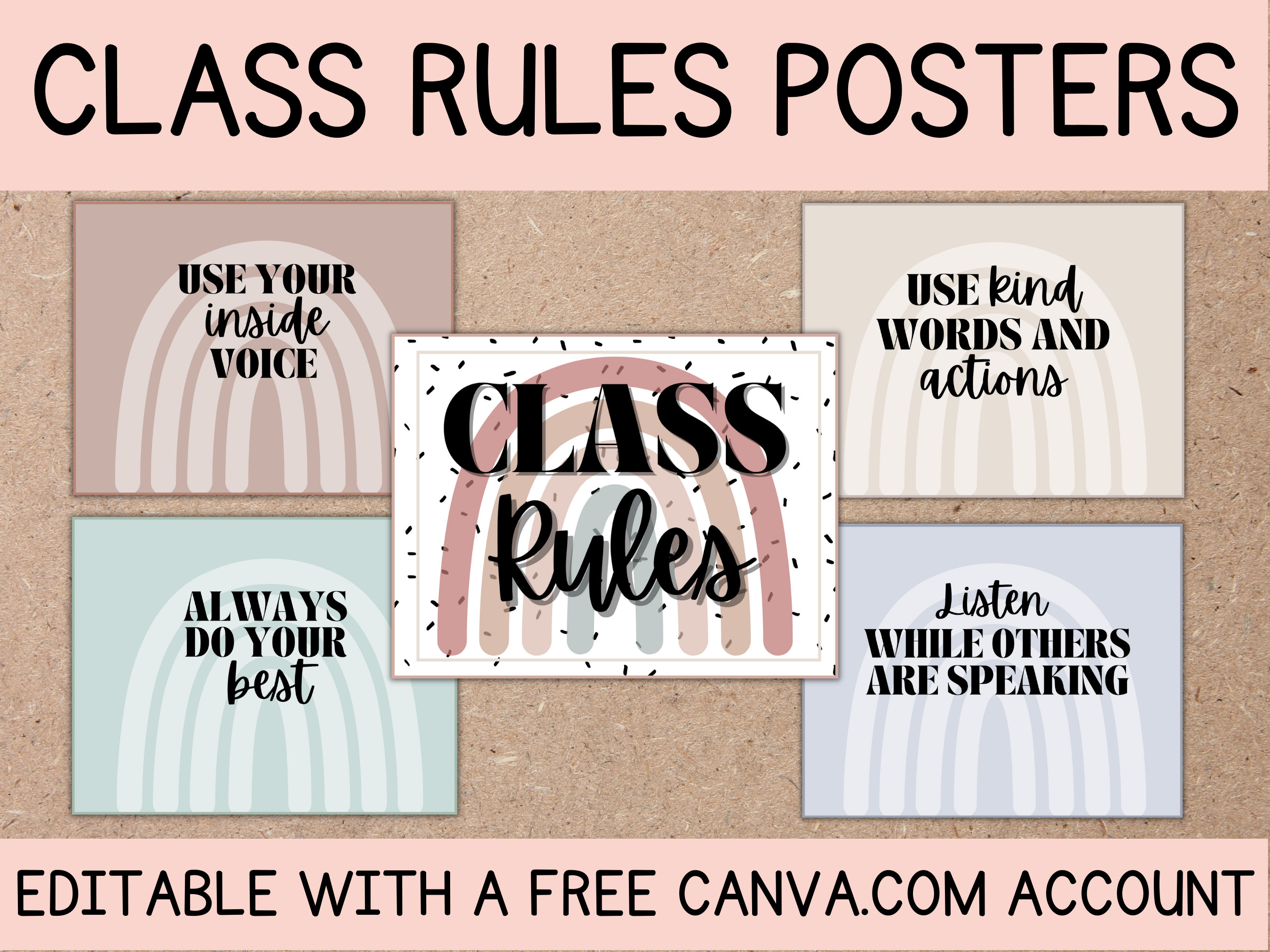 EDITABLE Classroom Rules Posters | Printable Bulletin Board Posters ...