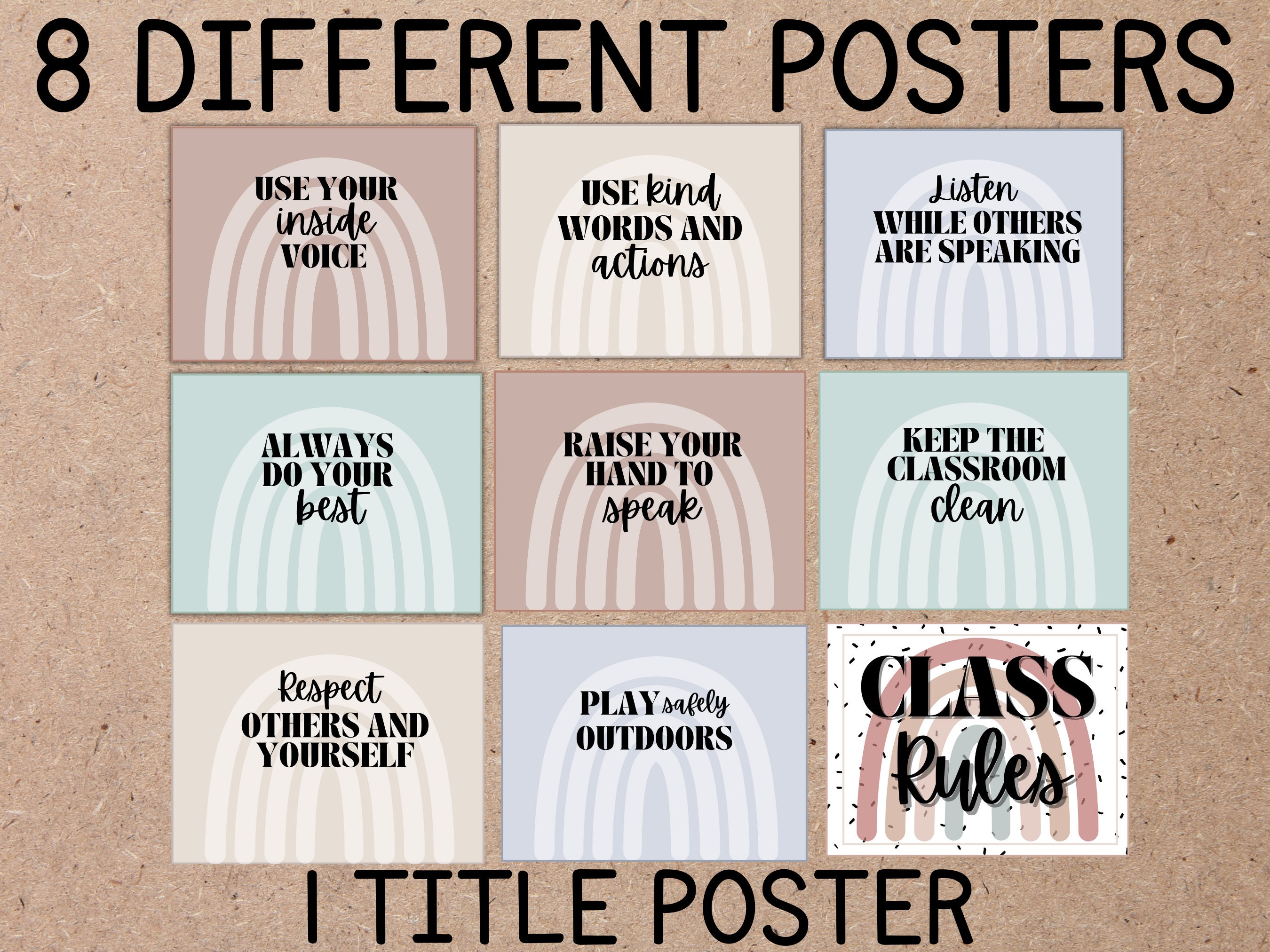 Editable Classroom Rules Posters Printable Bulletin Board Posters