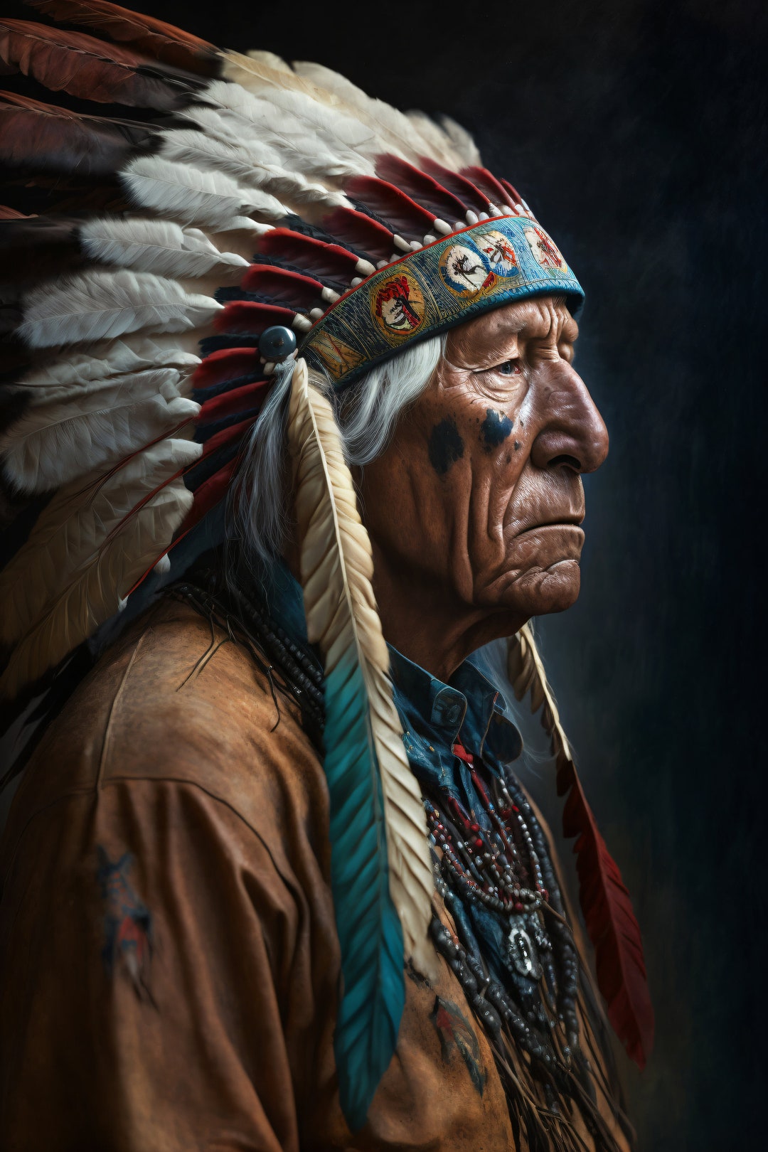 Huron Chief Portrait, Digital Art Print, AI Generated, Wall Art, AI Art ...