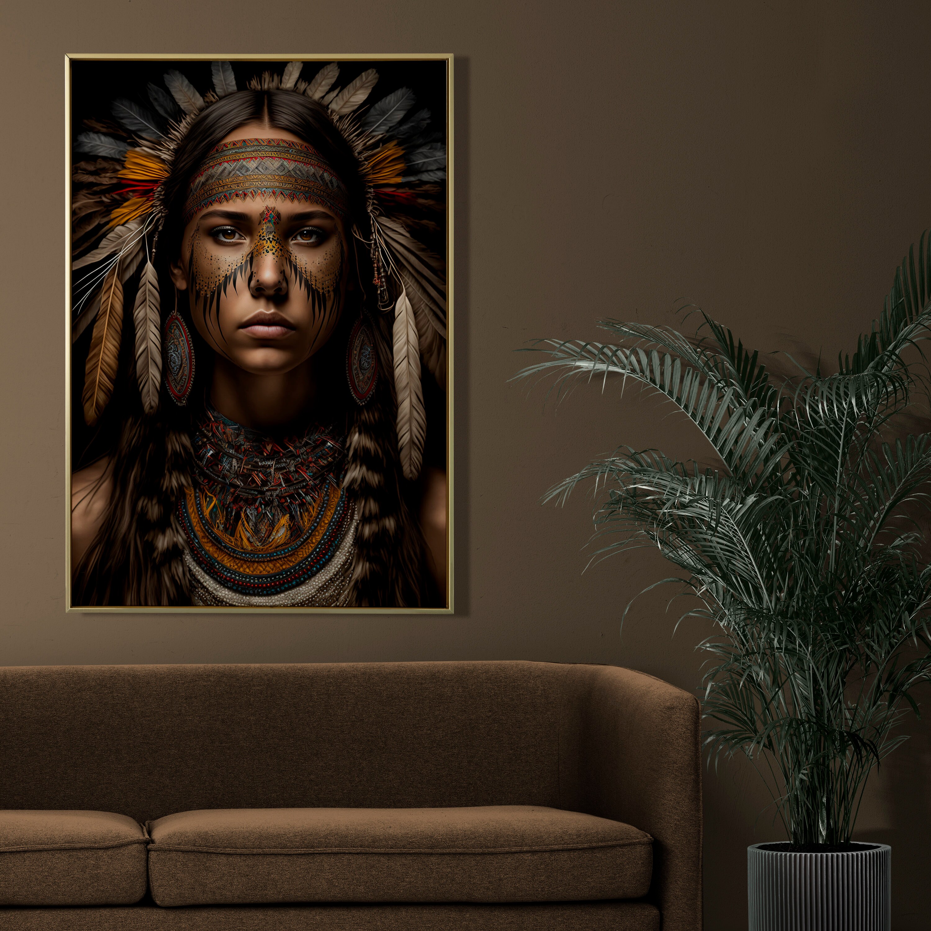 Young Indian Warrior Girl, Digital Art Print, AI Generated, Wall Art ...