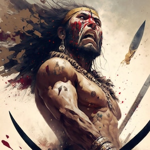 Apache Warrior, Digital Art Print, AI Generated, Wall Art, Square, AI ...