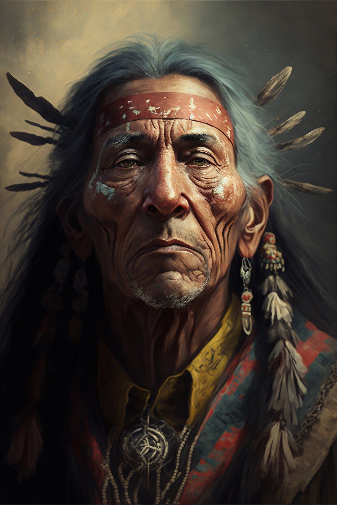 Apache Shaman, Digital Art Print, AI Generated, Wall Art, Square, AI ...