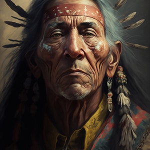 Apache Shaman, Digital Art Print, AI Generated, Wall Art, Square, AI ...