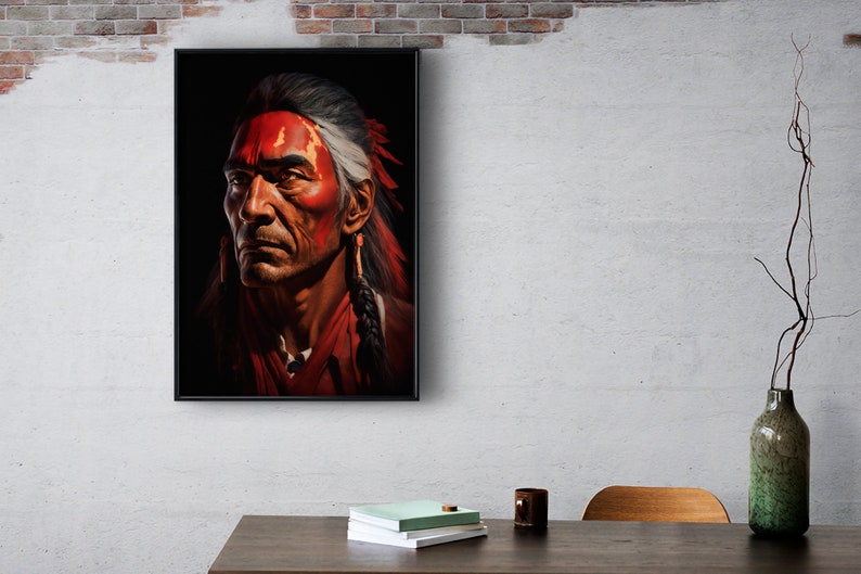 Cherokee Chief, Digital Art Print, AI Generated, Wall Art, Square, AI ...