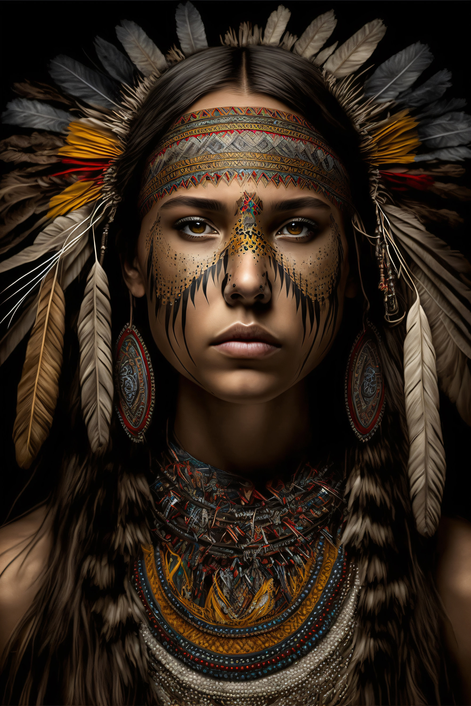 Young Indian Warrior Girl, Digital Art Print, AI Generated, Wall Art ...