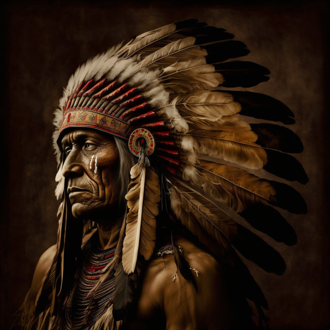 Apache Indian Chief, Digital Art Print, AI Generated, Wall Art, AI Art ...