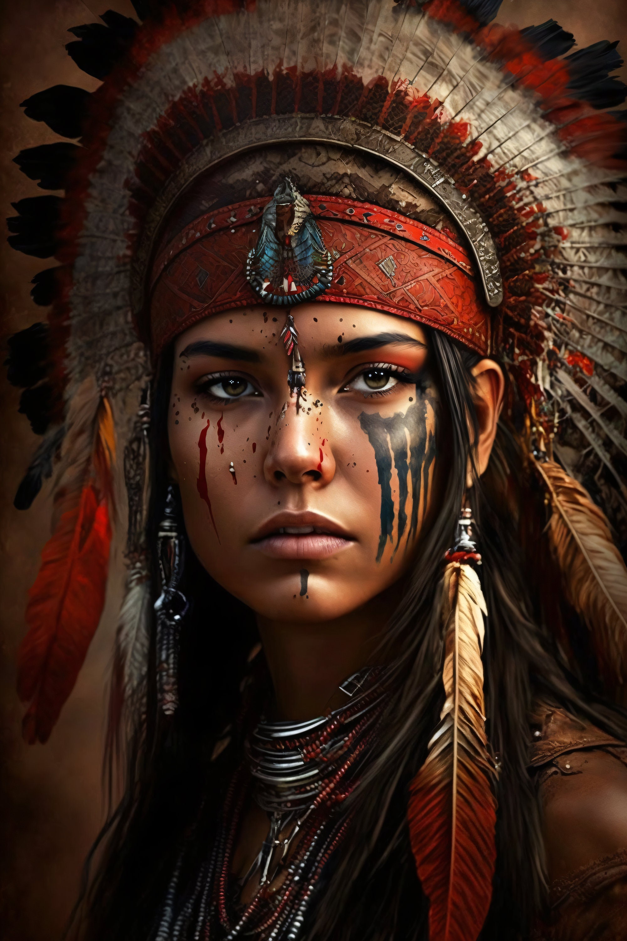 Young Indian Warrior Girl, Digital Art Print, AI Generated, Wall Art ...