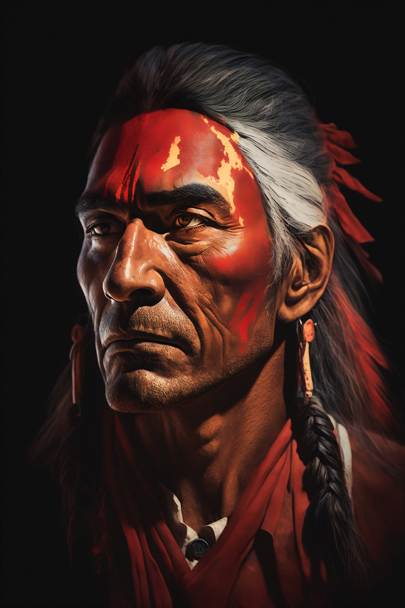Cherokee Chief, Digital Art Print, AI Generated, Wall Art, Square, AI ...