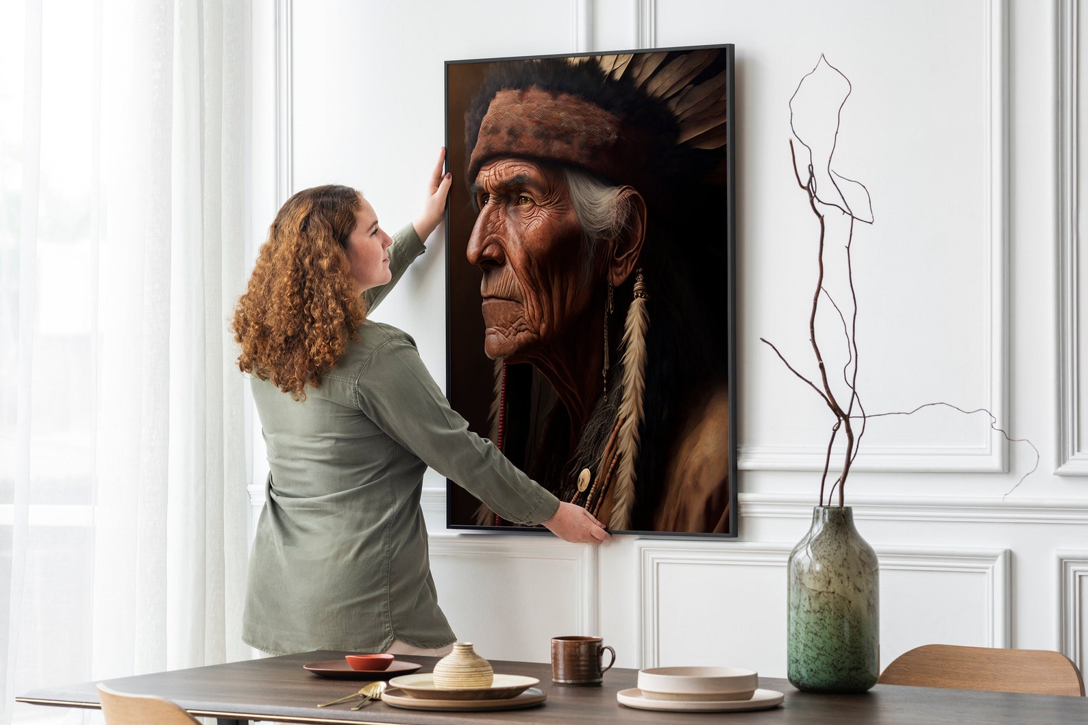 Apache Shaman Portrait, Digital Art Print, AI Generated, Wall Art, AI ...