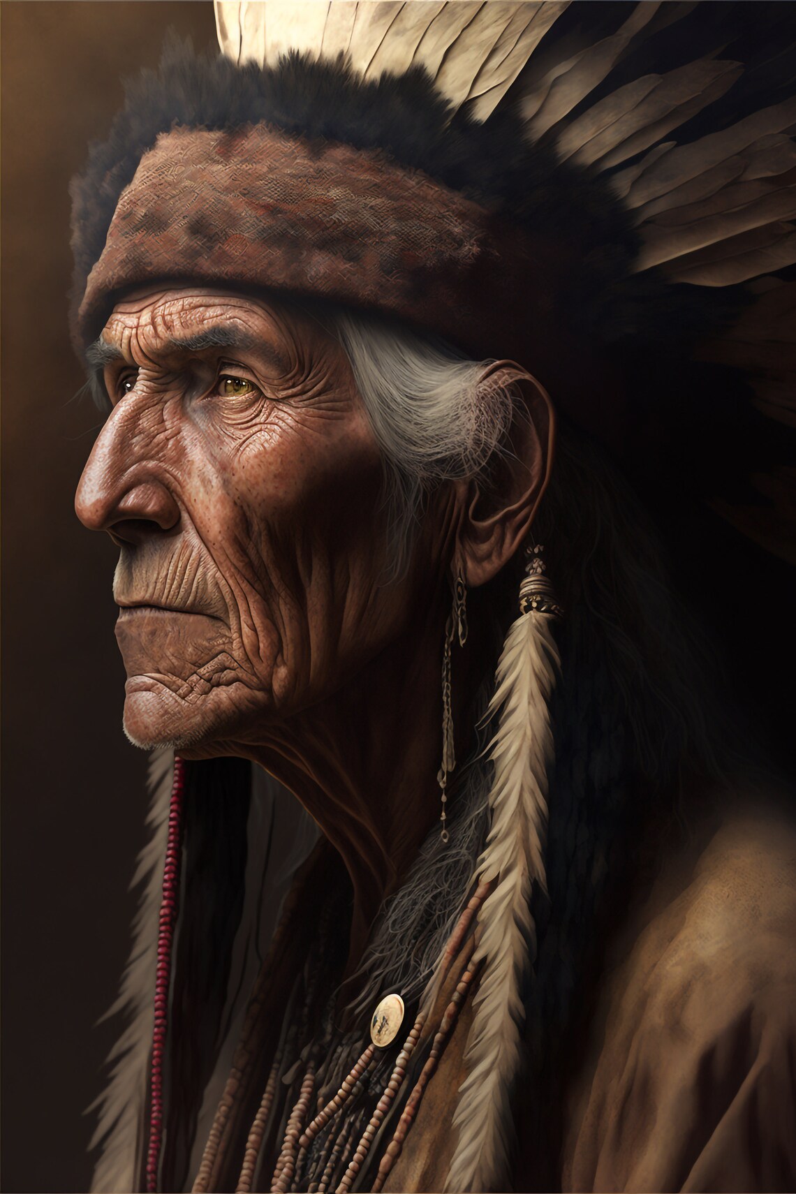 Apache Shaman Portrait, Digital Art Print, AI Generated, Wall Art, AI ...