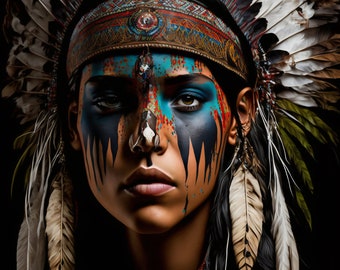 Beautiful Native American Female Warrior Native (Instant Download) - Etsy