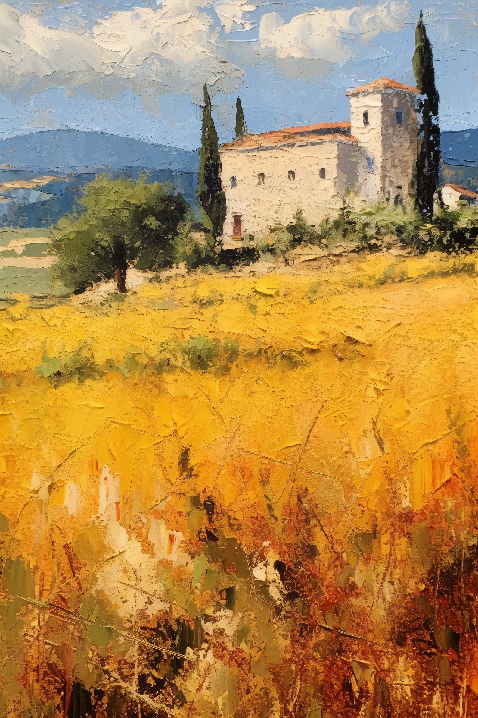 Italian Landscape Oil Painting, Tuscany Landscape Print, Toscana Art ...