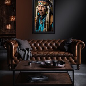 Apache Indian Chief, Digital Art Print, Christmas Gift, Wall Art, AI ...
