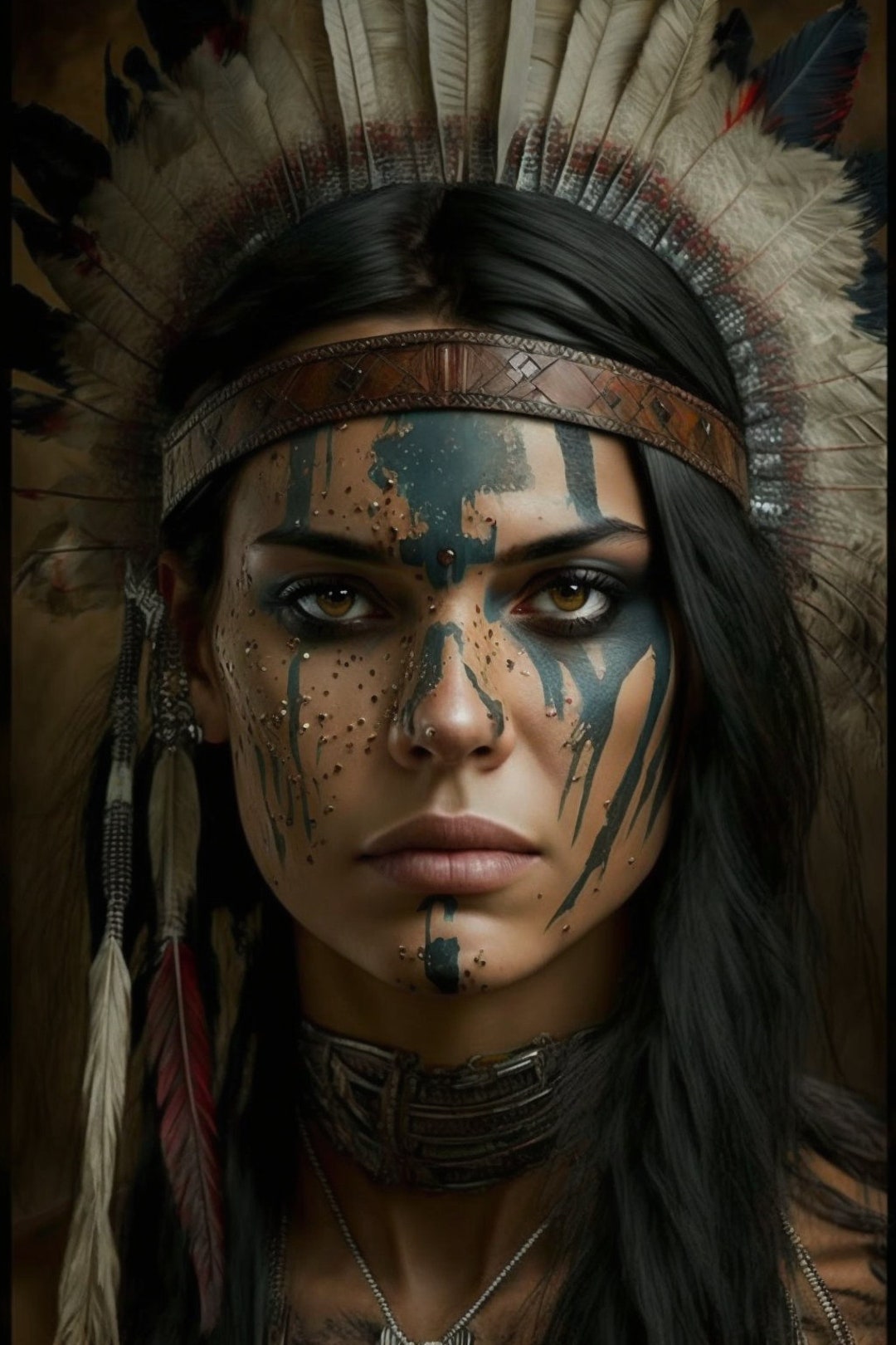 Cherokee Indian Warrior Girl, Digital Art Print, AI Generated, Wall Art ...