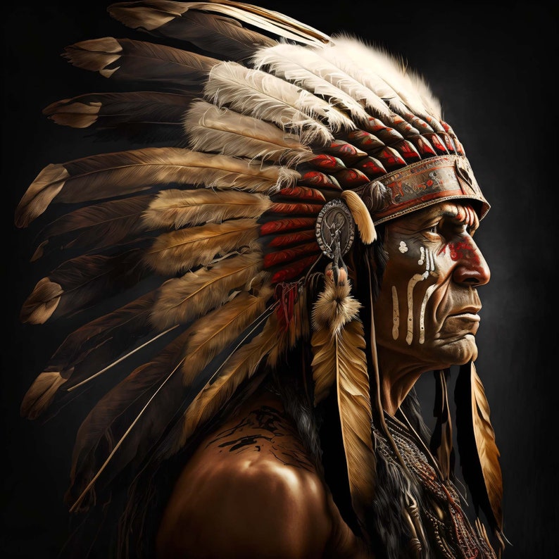 Apache Indian Chief, Digital Art Print, AI Generated, Wall Art, Square ...