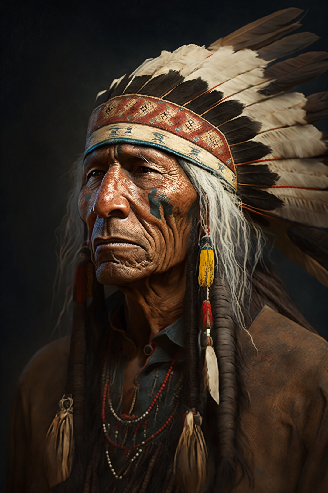 Apache Indian Chief Digital Art Print Christmas Gift Wall Art Decor Art ...