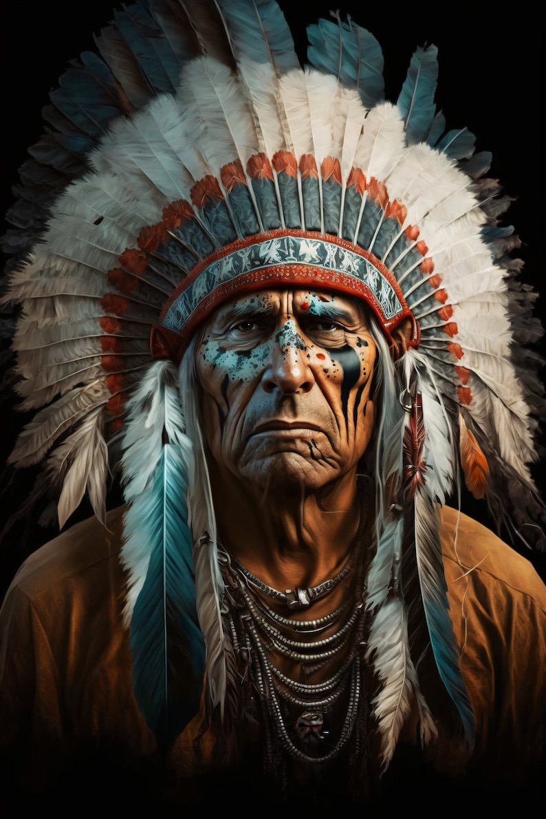 Apache Indian Chief, Digital Art Print, Christmas Gift, Wall Art, AI ...