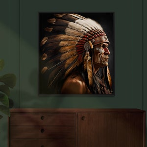 Apache Indian Chief, Digital Art Print, AI Generated, Wall Art, Square ...