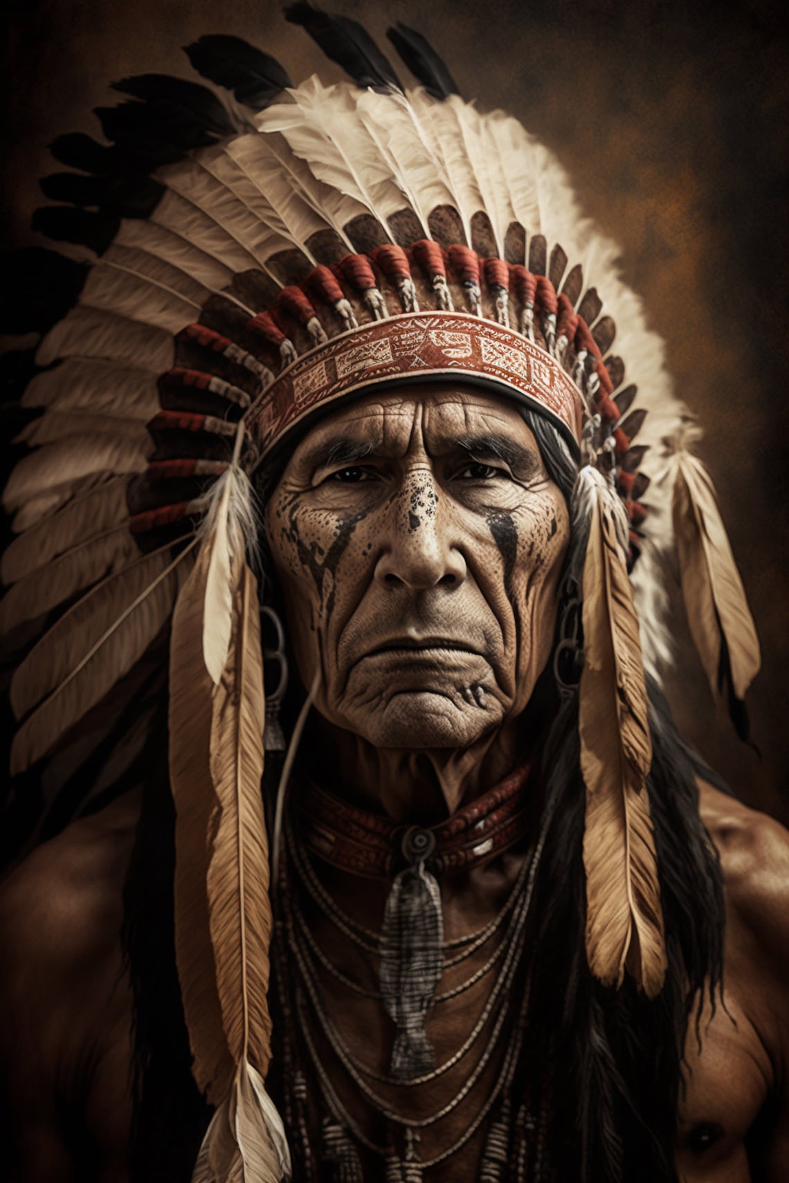 Apache Indian Chief, Digital Art Print, Christmas Gift, Wall Art, AI ...