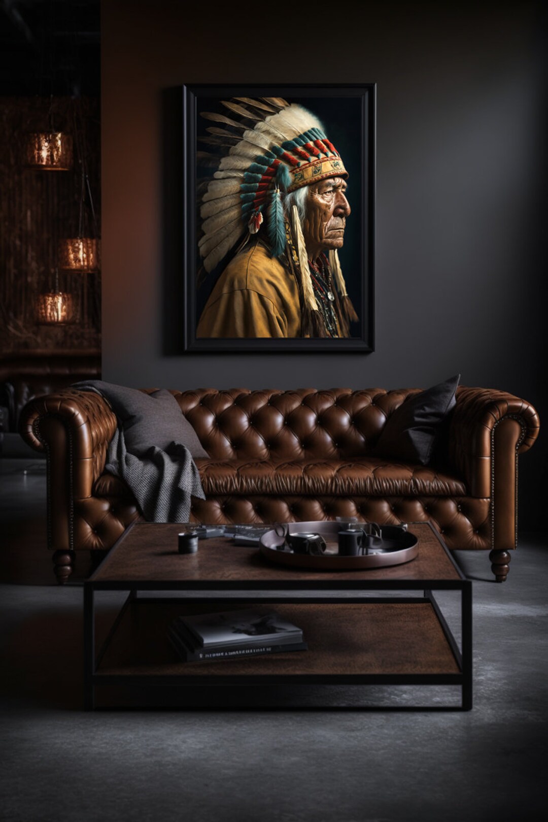 Huron Chief Portrait, Digital Art Print, AI Generated, Wall Art, AI Art ...