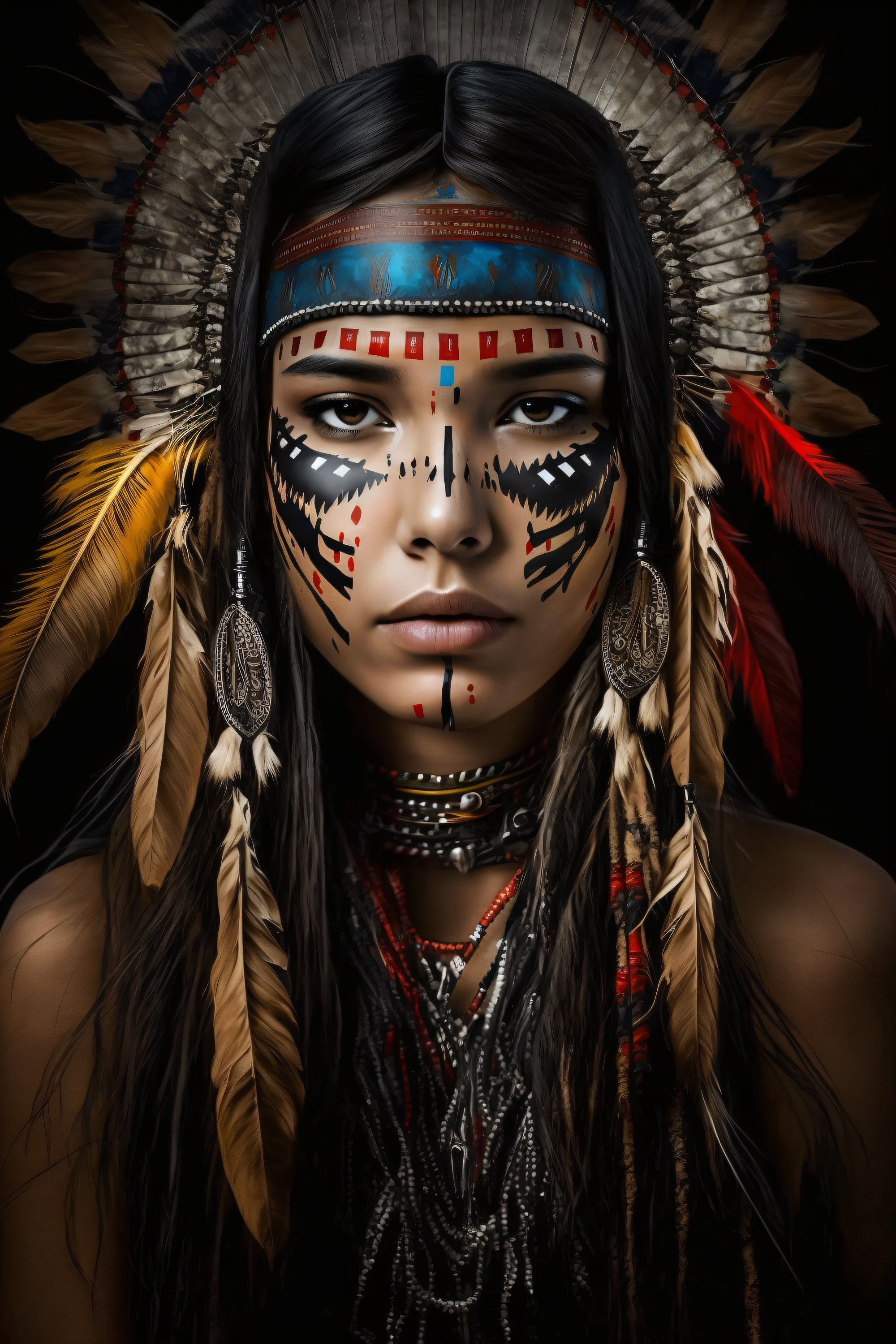 Young Indian Warrior Girl, Digital Art Print, AI Generated, Wall Art ...