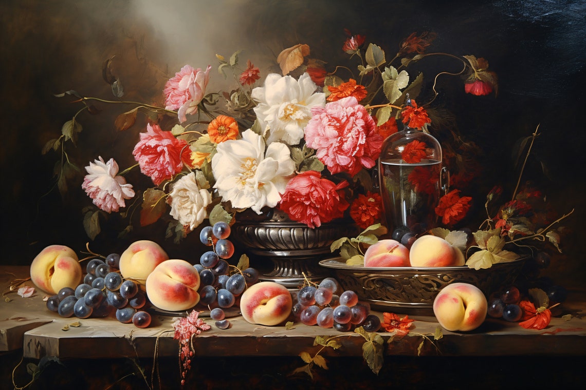 Still Life Painting Digital Download Spring Flower Mural Cozy Floral ...