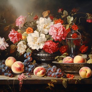 Still Life Painting Digital Download Spring Flower Mural Cozy Floral ...