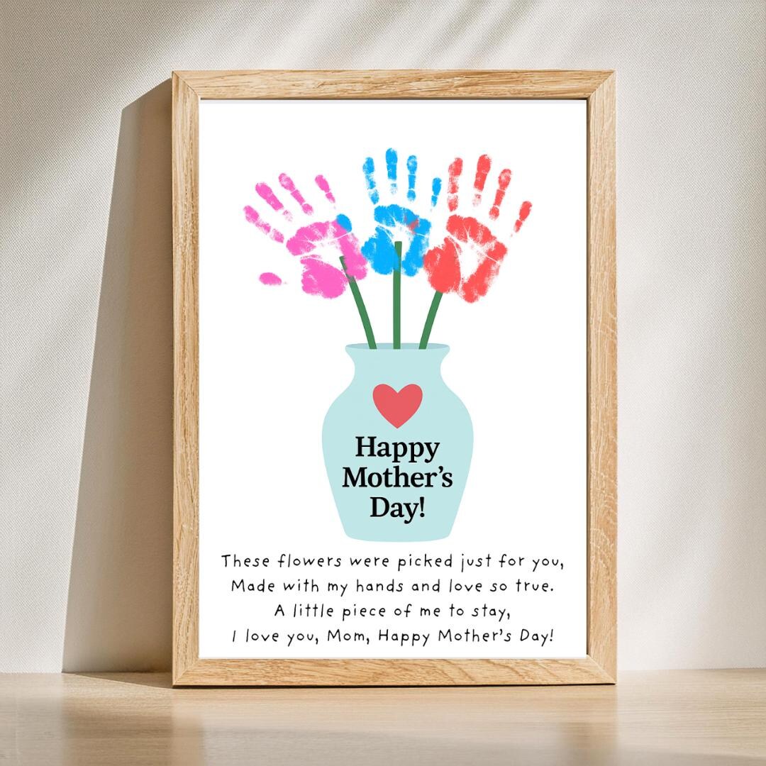 Mother's Day Handprint Craft With Poem – Flower Vase Printable ...