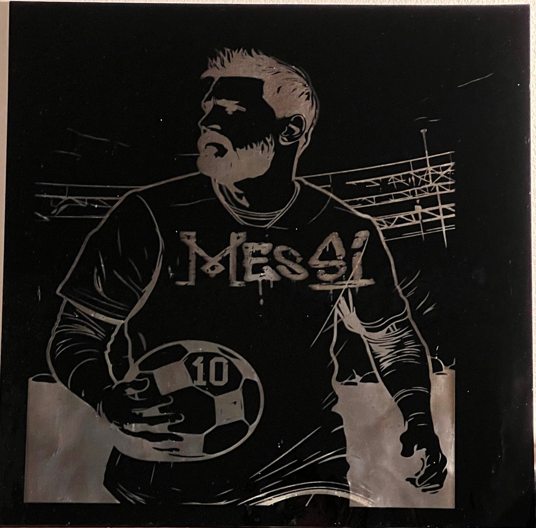 Messi Black Stained Glass Portrait - Etsy