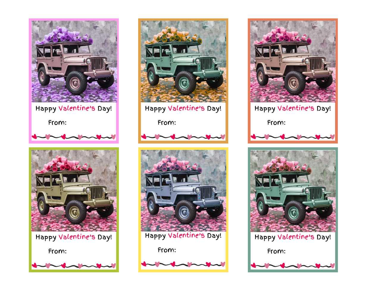 Jeep Valentine Cards Set of 6 - Etsy