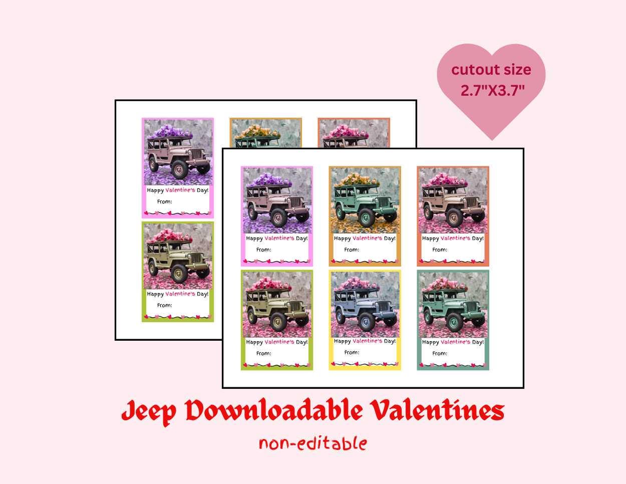 Jeep Valentine Cards Set of 6 - Etsy