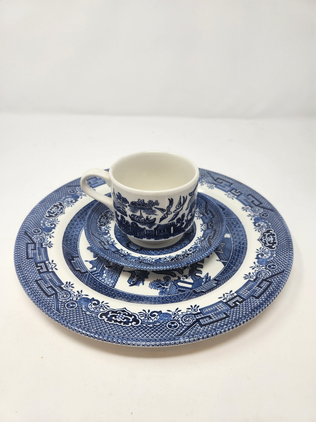 Churchill Blue Willow Plate & Tea Set - Etsy