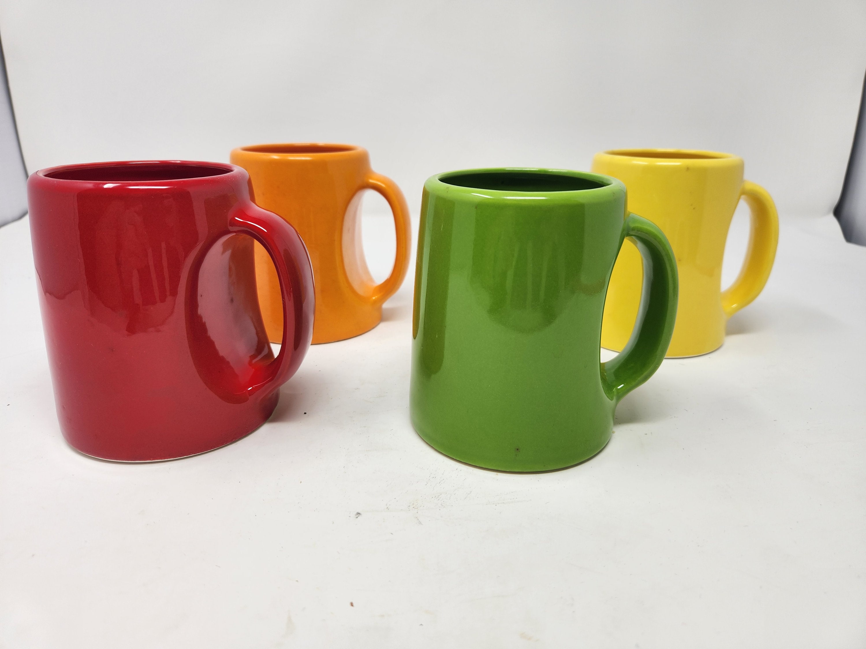 Retro Fiesta Colored Mugs-green, Red, Yellow, Orange - Etsy