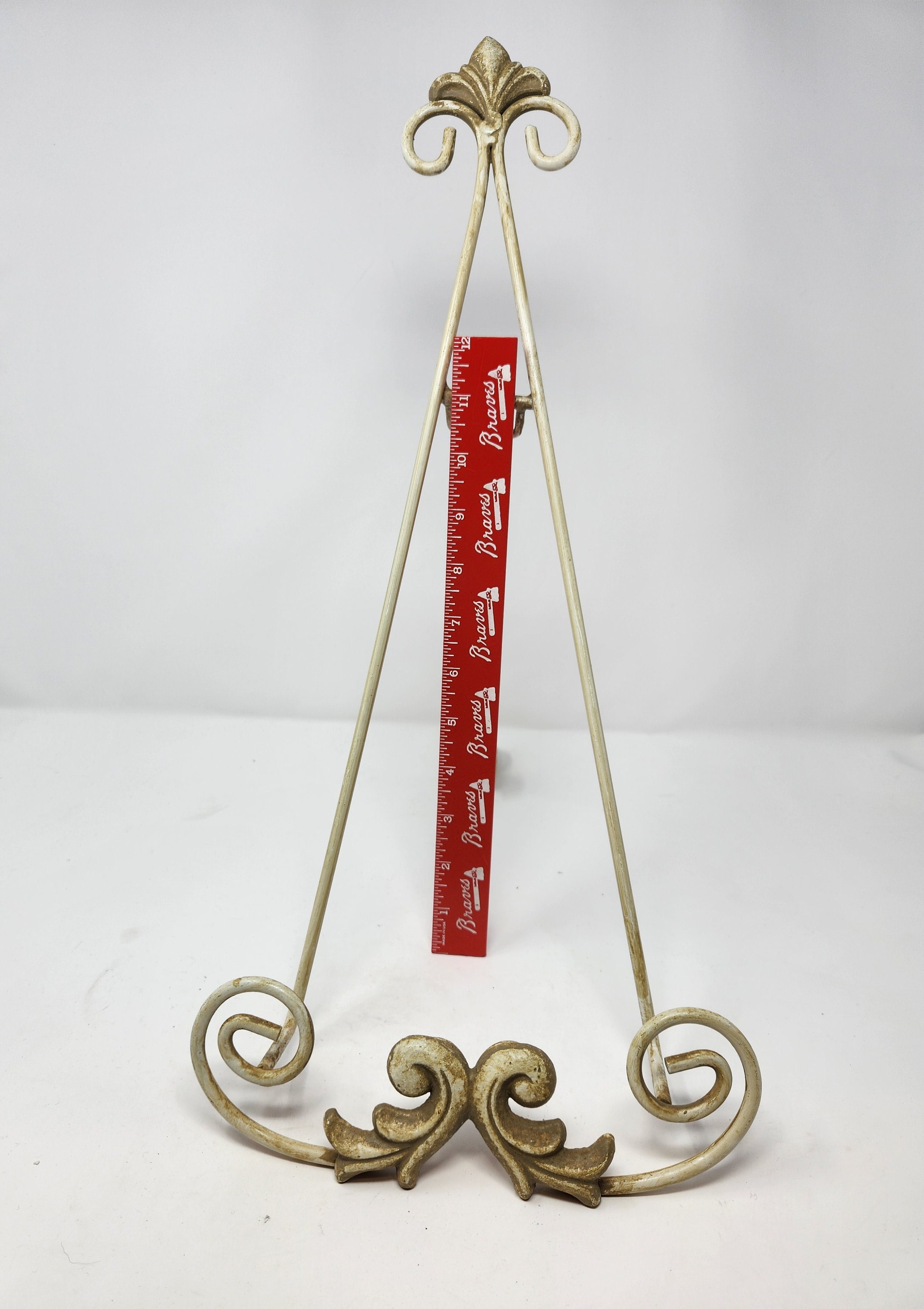 Off White Antique Metal Decorative Display Stand Tabletop Easel 16 Tall ...