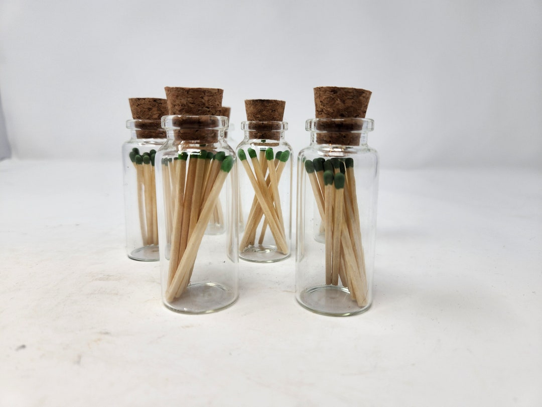 Miniature Glass Matchstick Bottles With Cork & Striker Pad - Etsy