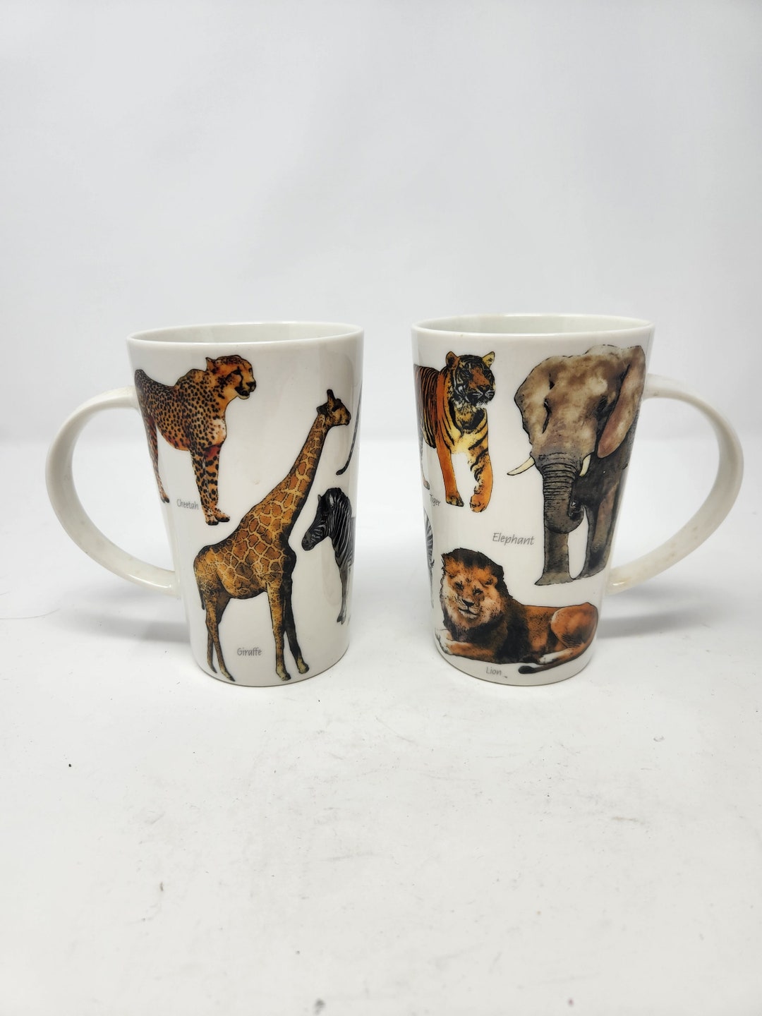 Kent Pottery Animal Mugs, Giraffe, Zebra, Cheetah, Tiger, Lion ...