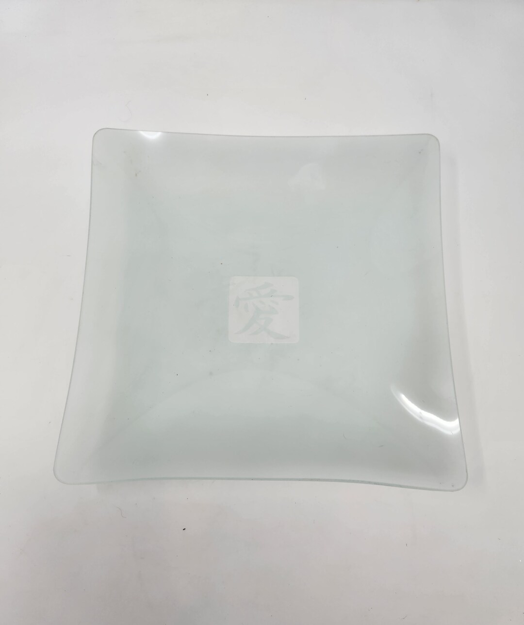 Vintage Chinese Opaque Square Glass Serving Plate With "love" Character ...