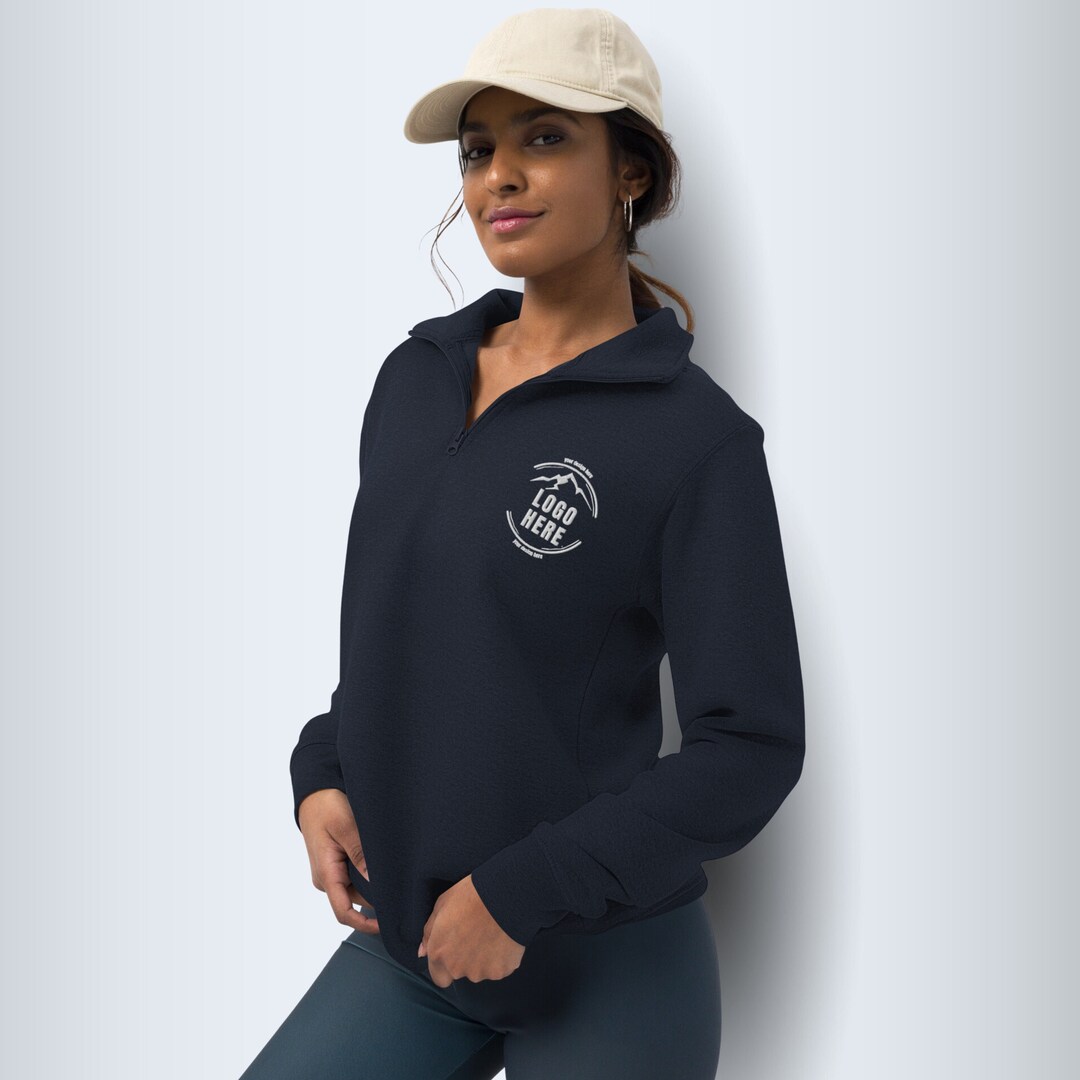 Custom Embroidered Logo Text Fleece, Embroidered Business Logo Unisex ...