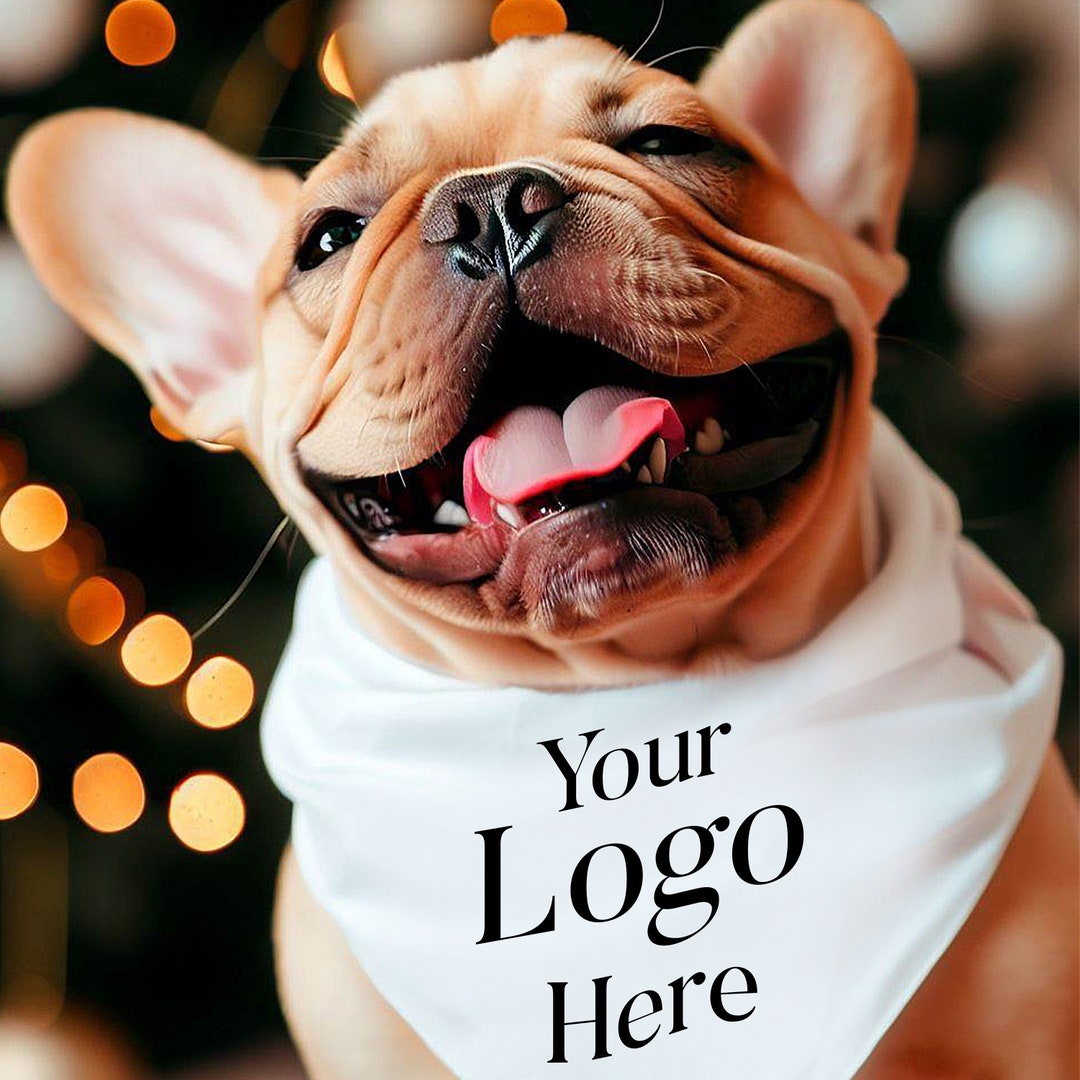 Custom Logo Dog Bandana Over the Collar, Business Logo Dog or Cat ...
